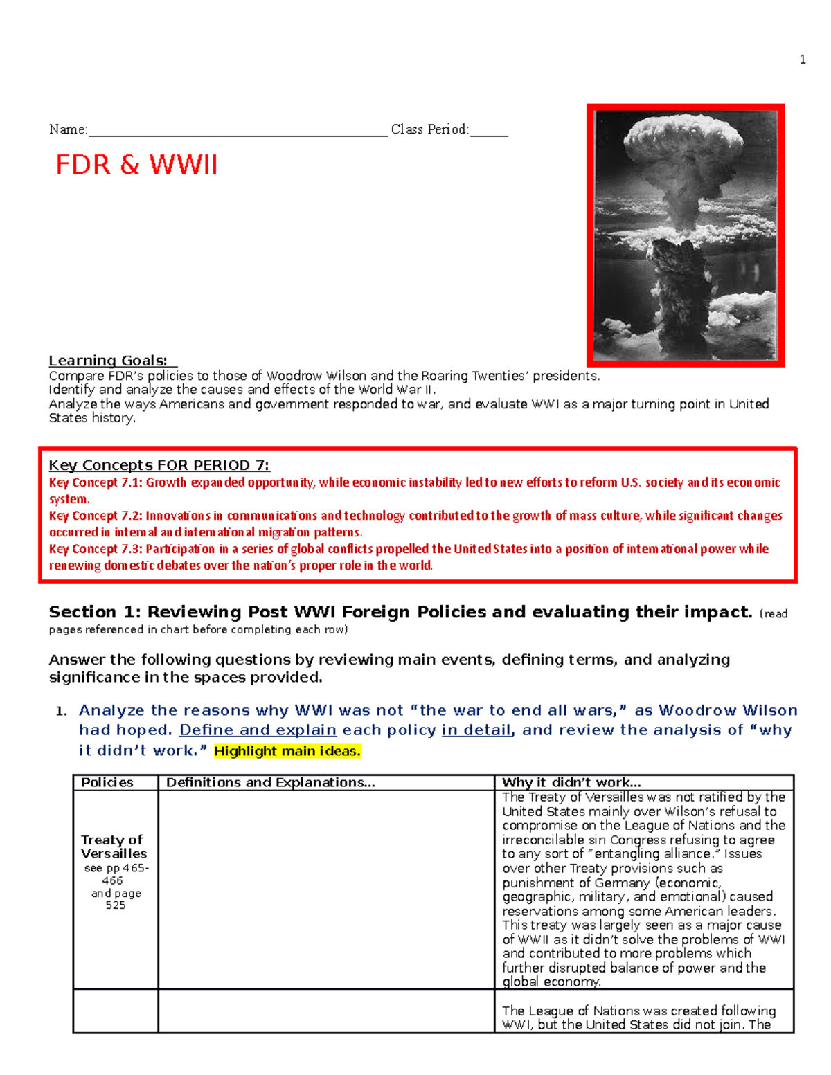 Chapter 25 Amsco - Name:________________________________________ Class ...