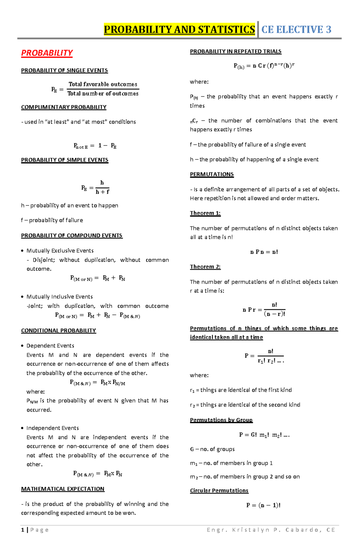 2 Probability-AND- Statistics - PROBABILITY AND STATISTICS CE ELECTIVE ...