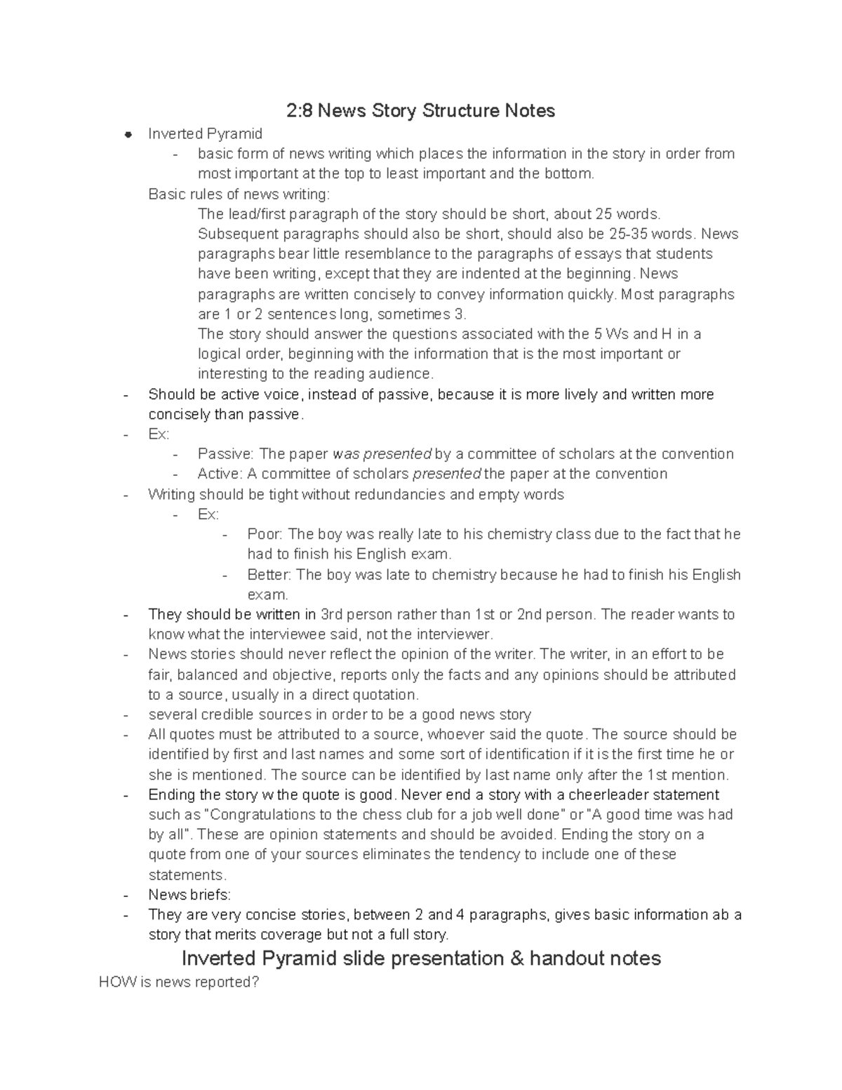 2 8 News Story Structure Notes - 2:8 News Story Structure Notes ...
