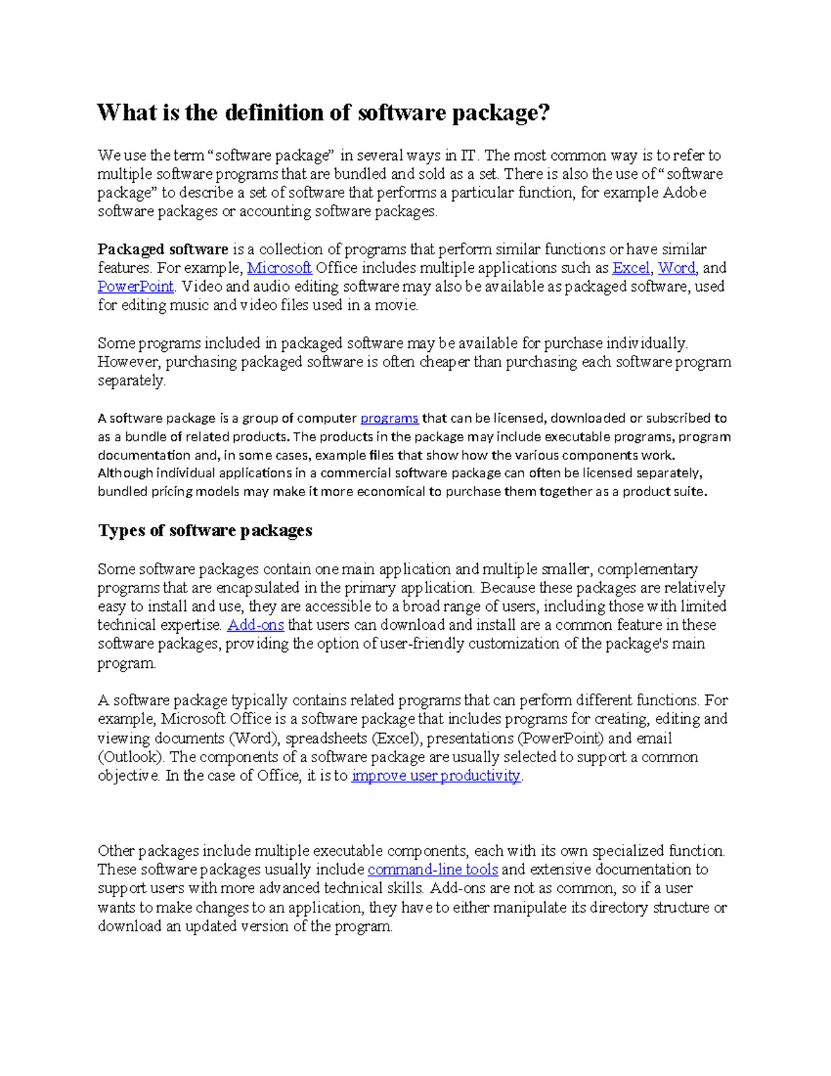 Project MGT Software Package - What is the definition of software ...