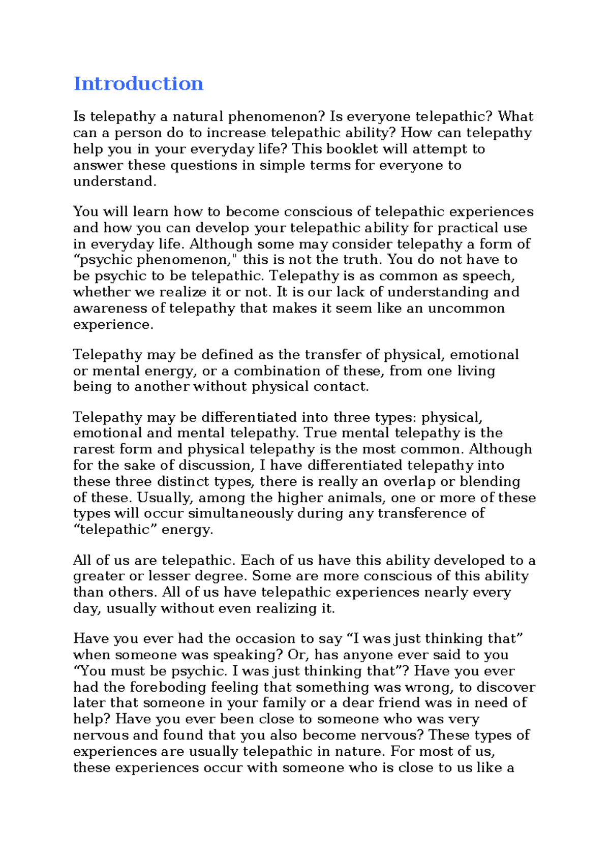 Secret Of Telepathy - ESP is extra sensory perception , detailing how ...