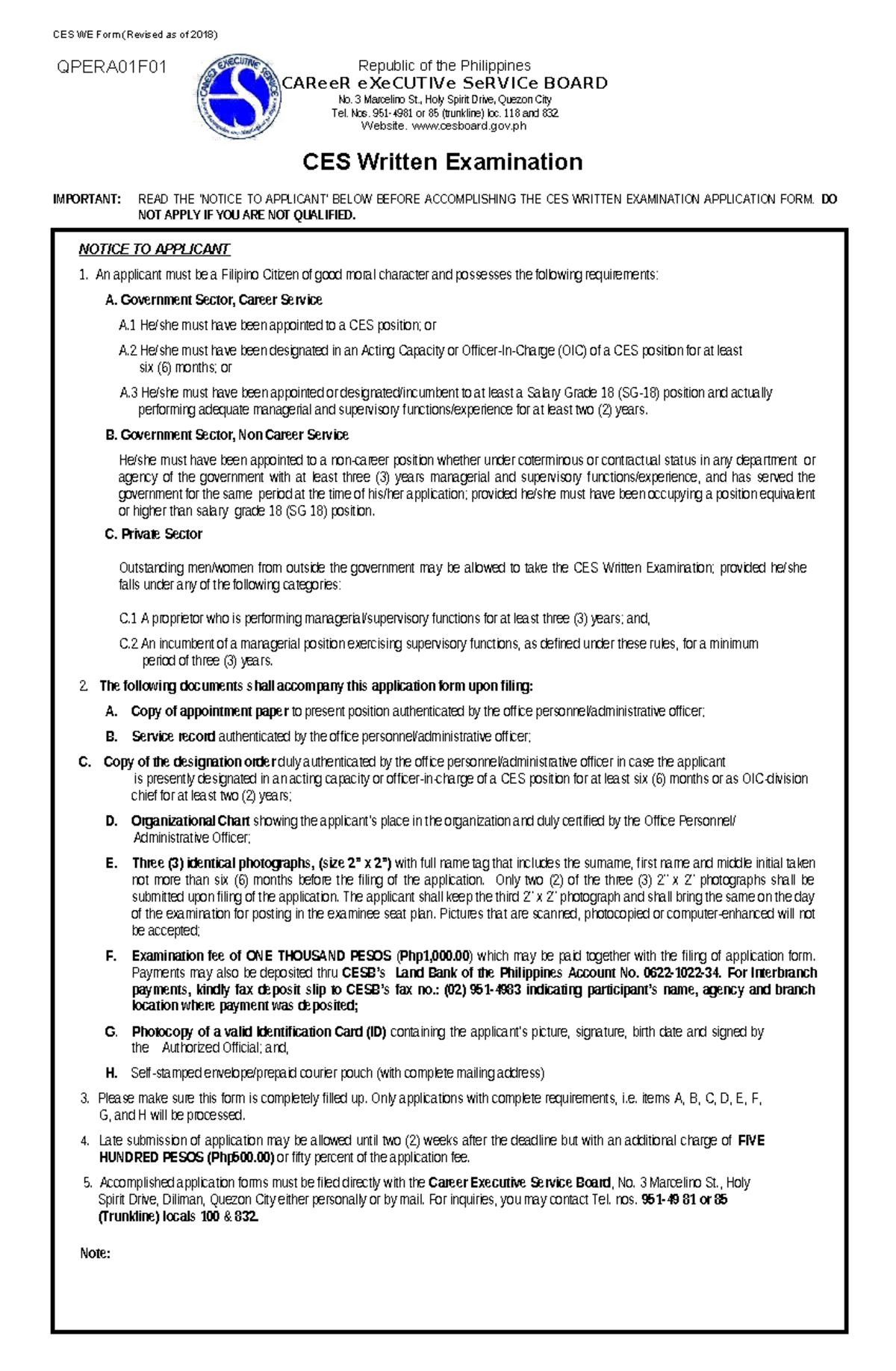 CES WE Appl. Form as of Feb. 2018 - CES WE Form (Revised as of 2018 ...