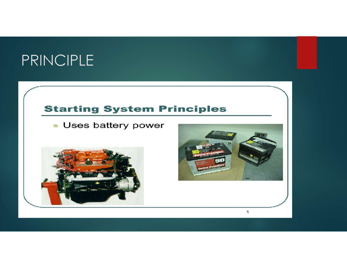 Starting system principle - PRINCIPLE FUNCTION: Function: Bring the ...