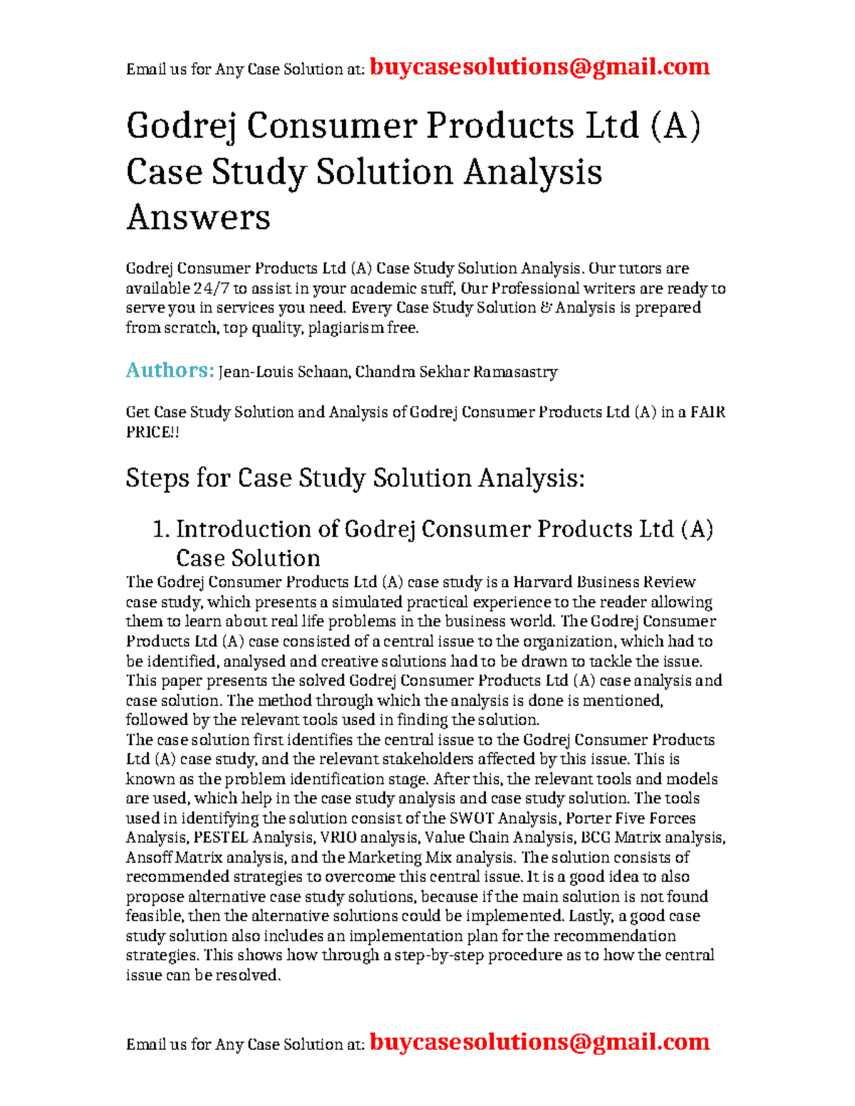Case Solution Godrej Consumer Products Ltd (A) - Godrej Consumer Products Ltd (A) Case Study ...