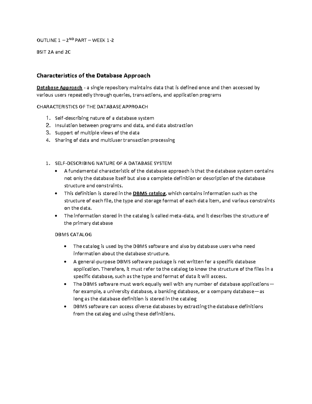 IM211 Outline WEEK 1 2 2ND PART - OUTLINE 1 – 2 ND PART – WEEK 1- BSIT ...