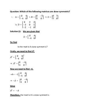Differenr examples of equal matrices - Question: Which of the following ...