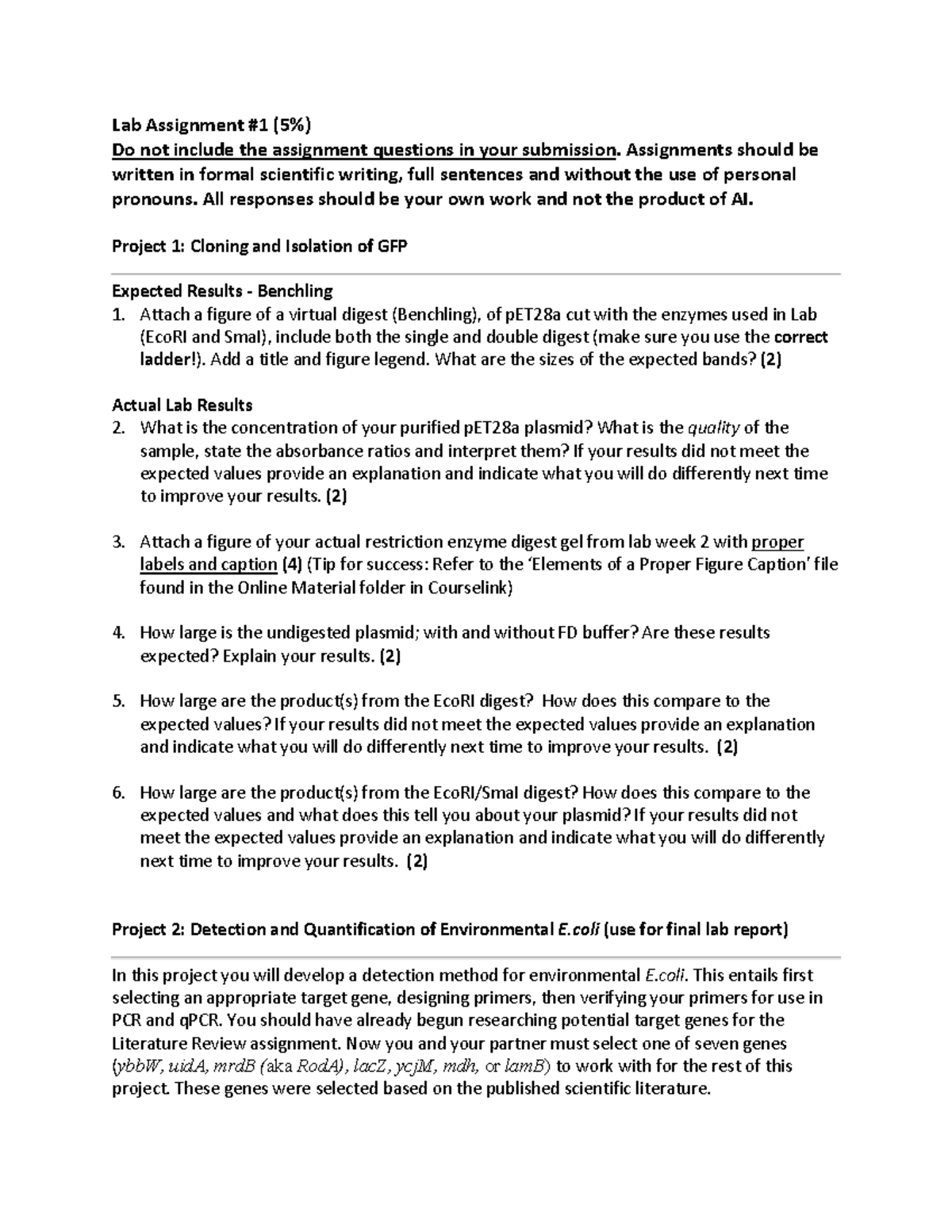 F24 Lab Assignment 1 - Lab Assignment #1 (5%) Do not include the assignment questions in your ...