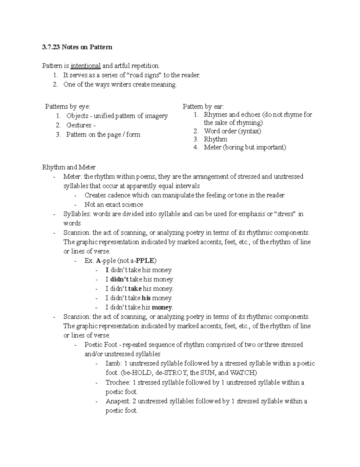 Pattern 3 7 23 - 3.7 Notes on Pattern Pattern is intentional and artful ...