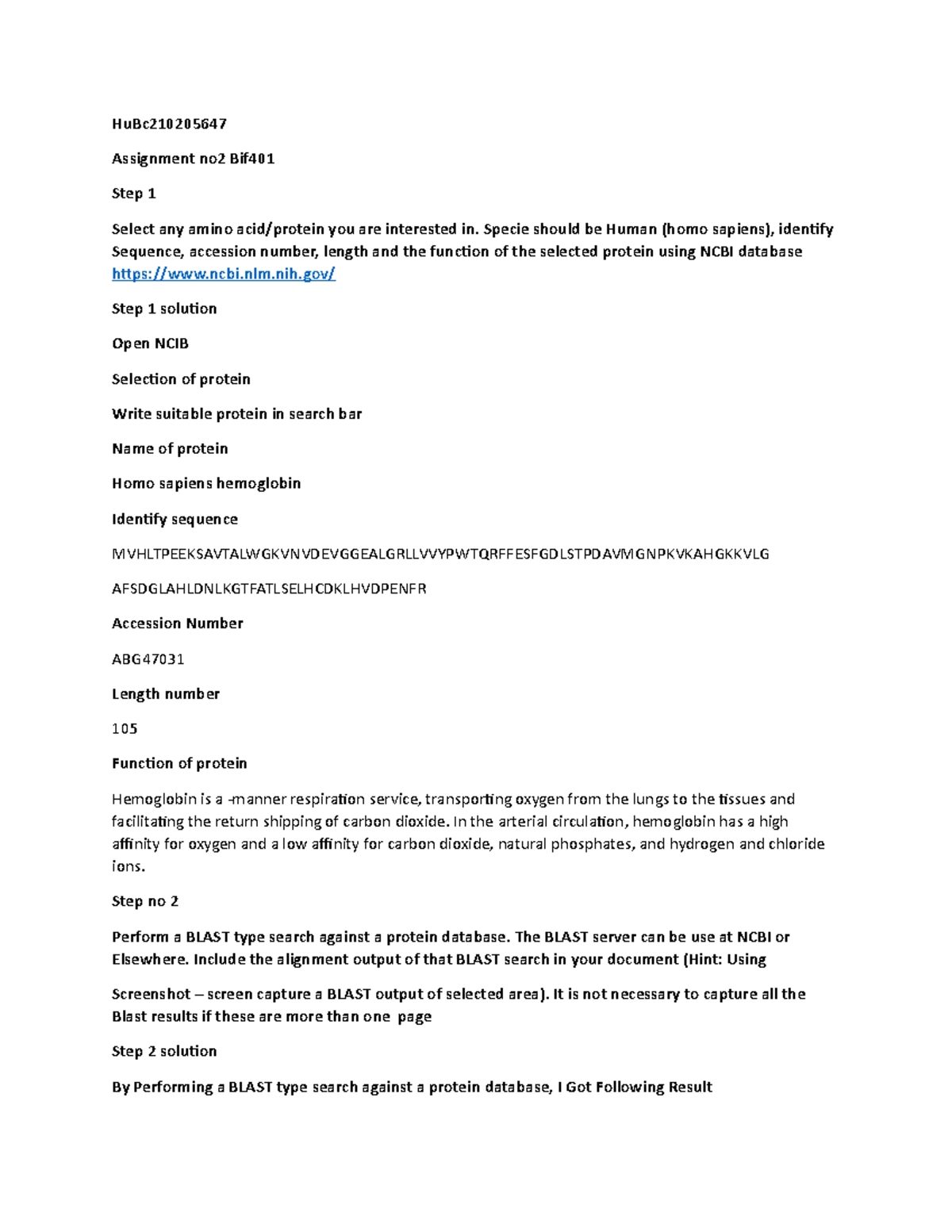 Fall 2022 BIF401 2 BC210205647 - HuBc Assignment no2 Bif Step 1 Select ...