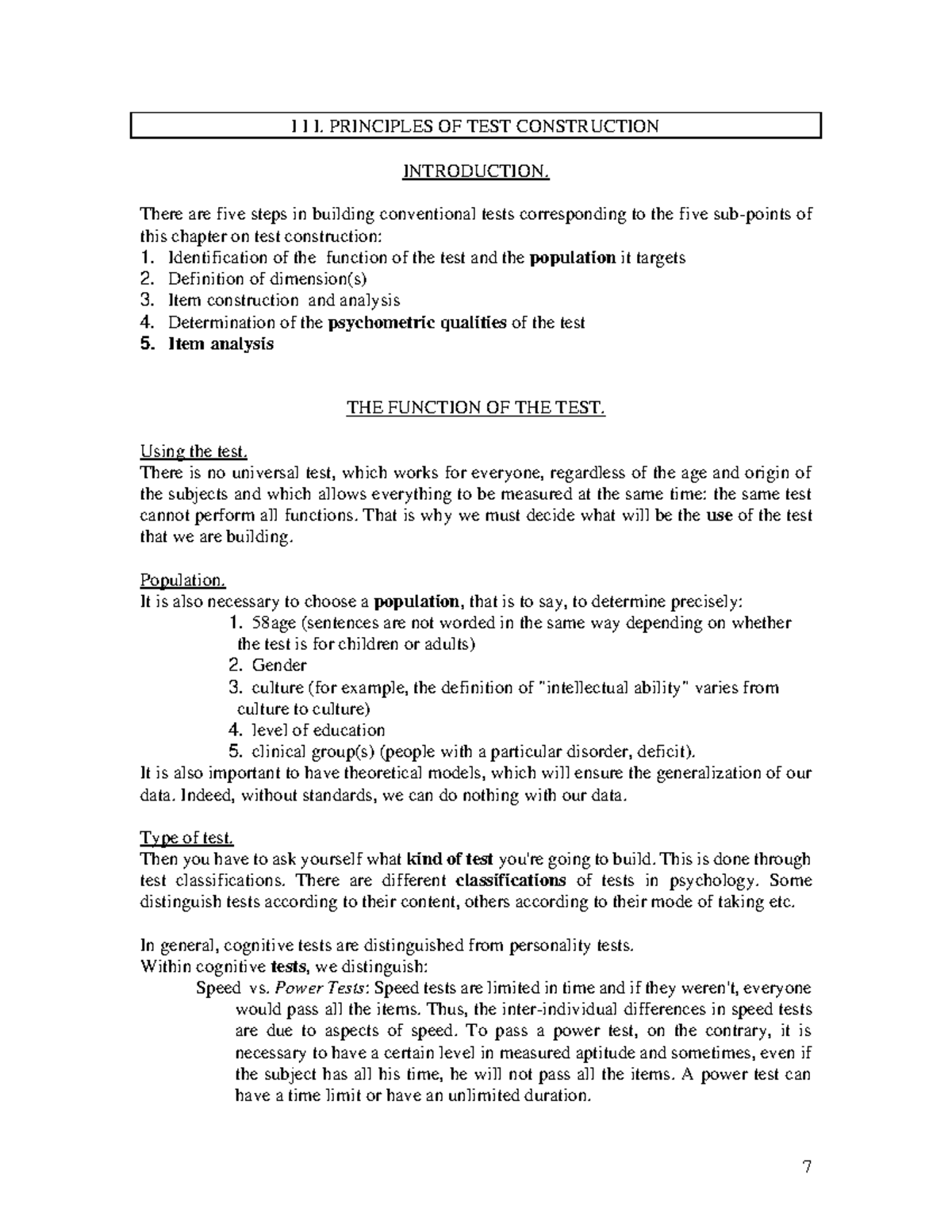 TEST Theory 3 Psychology 7 I I I PRINCIPLES OF TEST CONSTRUCTION