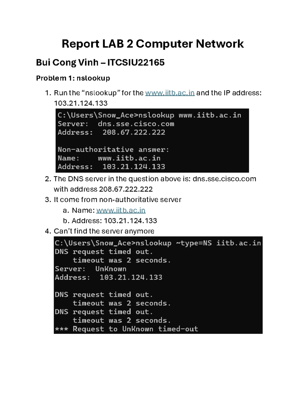 Bùi Công Vinh- Itcsiu 22165-LAB2-CN - Report LAB 2 Computer Network Bui Cong Vinh – ITCSIU ...