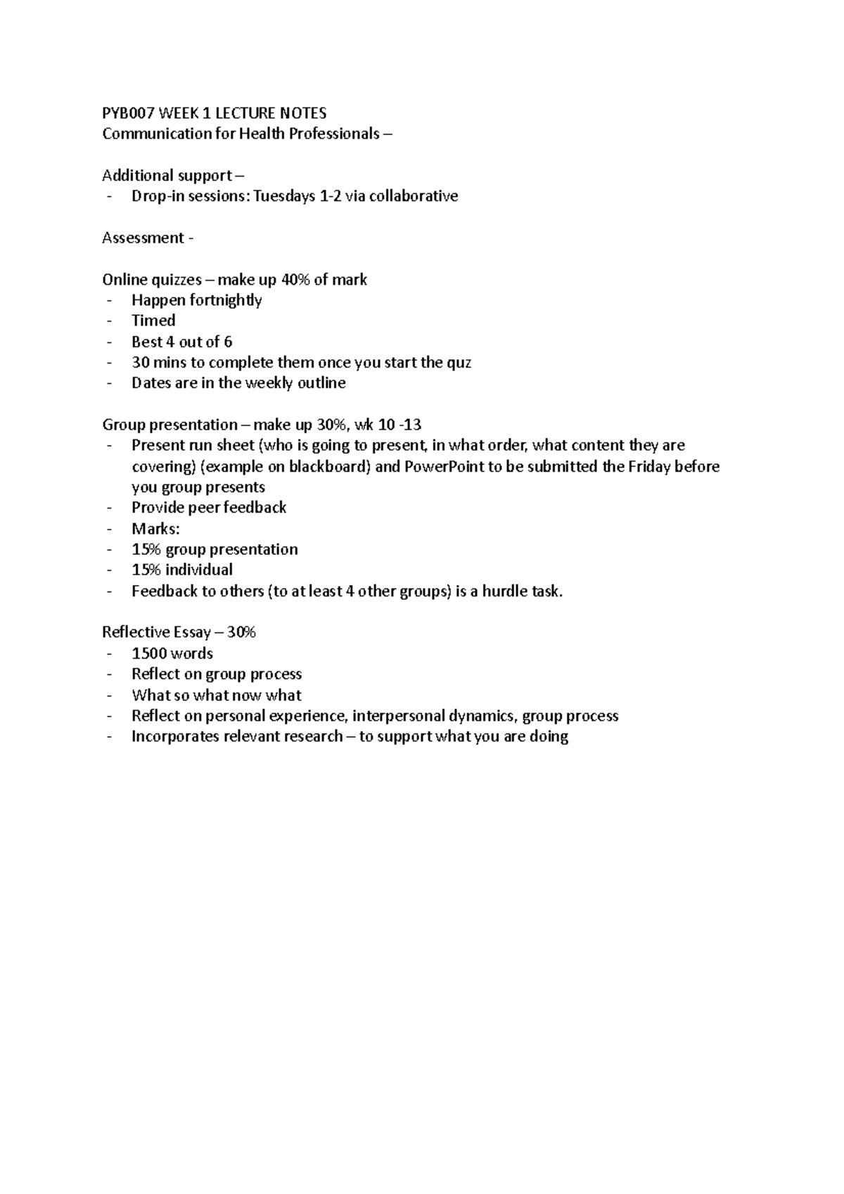 PYB007 WEEK 1 Lecture Notes - PYB007 WEEK 1 LECTURE NOTES Communication ...