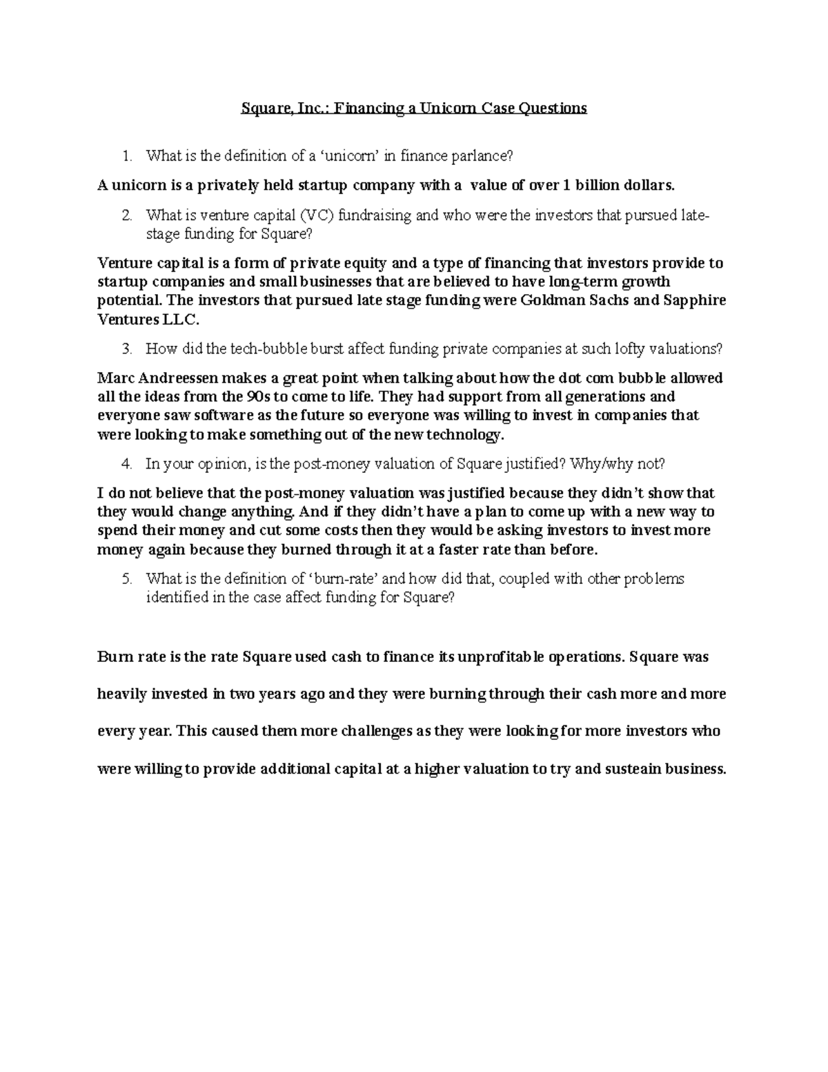 Square inc case questions - Square, Inc.: Financing a Unicorn Case ...