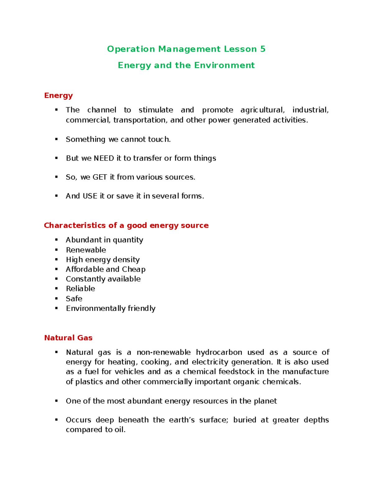 Operation Management Lesson 5 - Studocu