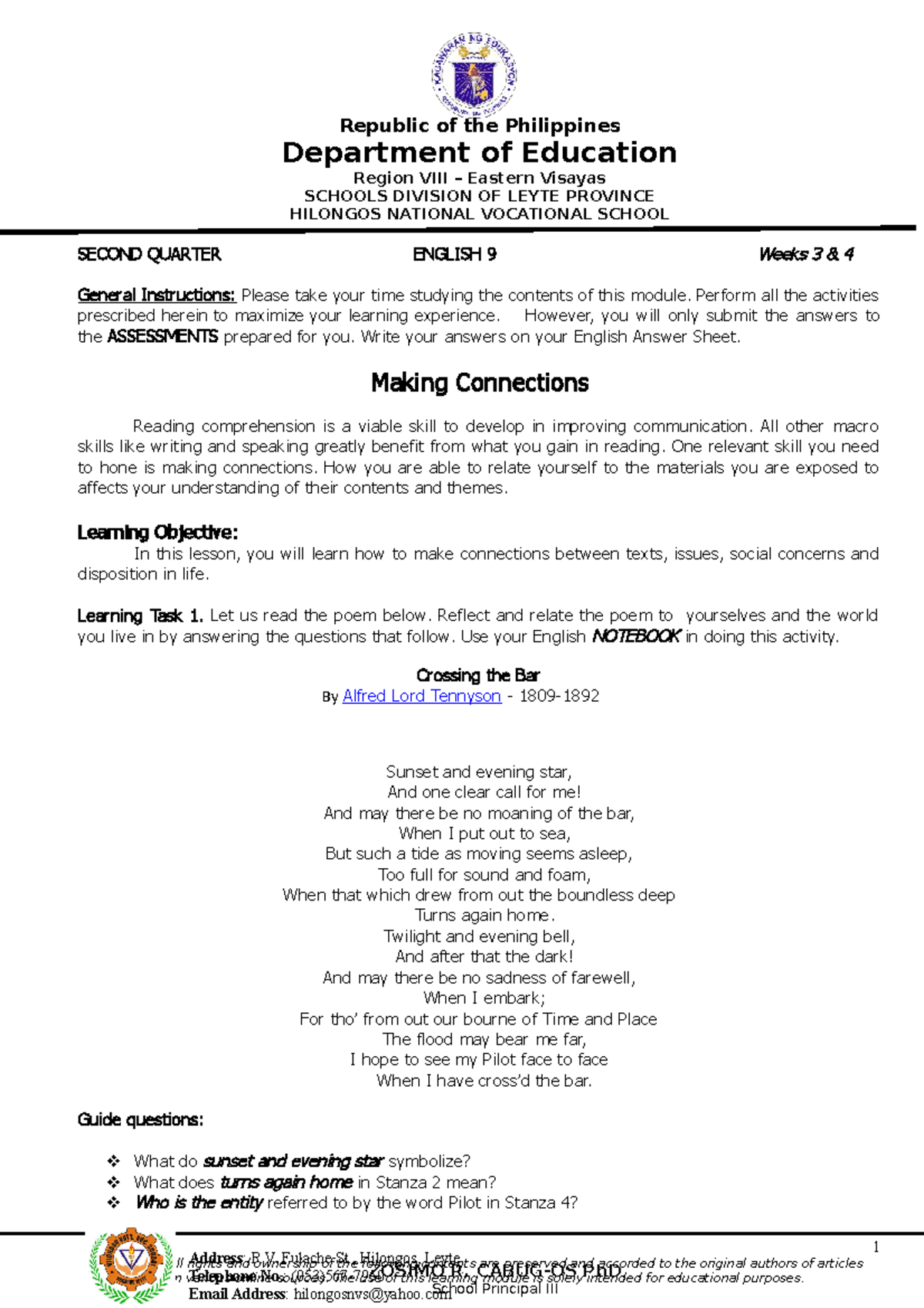 Grade-9 English-Q2-Ws-3-4 - Department of Education Region VIII ...