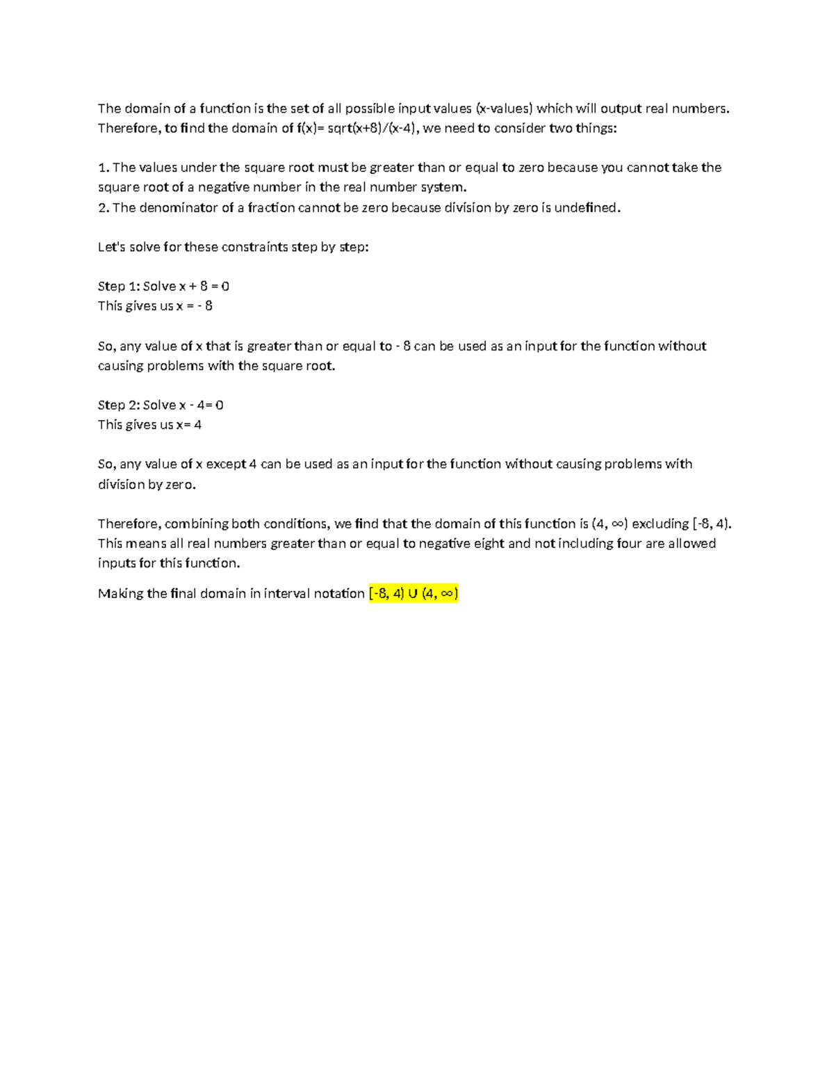 Math problem 5 - sfsfsf - The domain of a function is the set of all ...