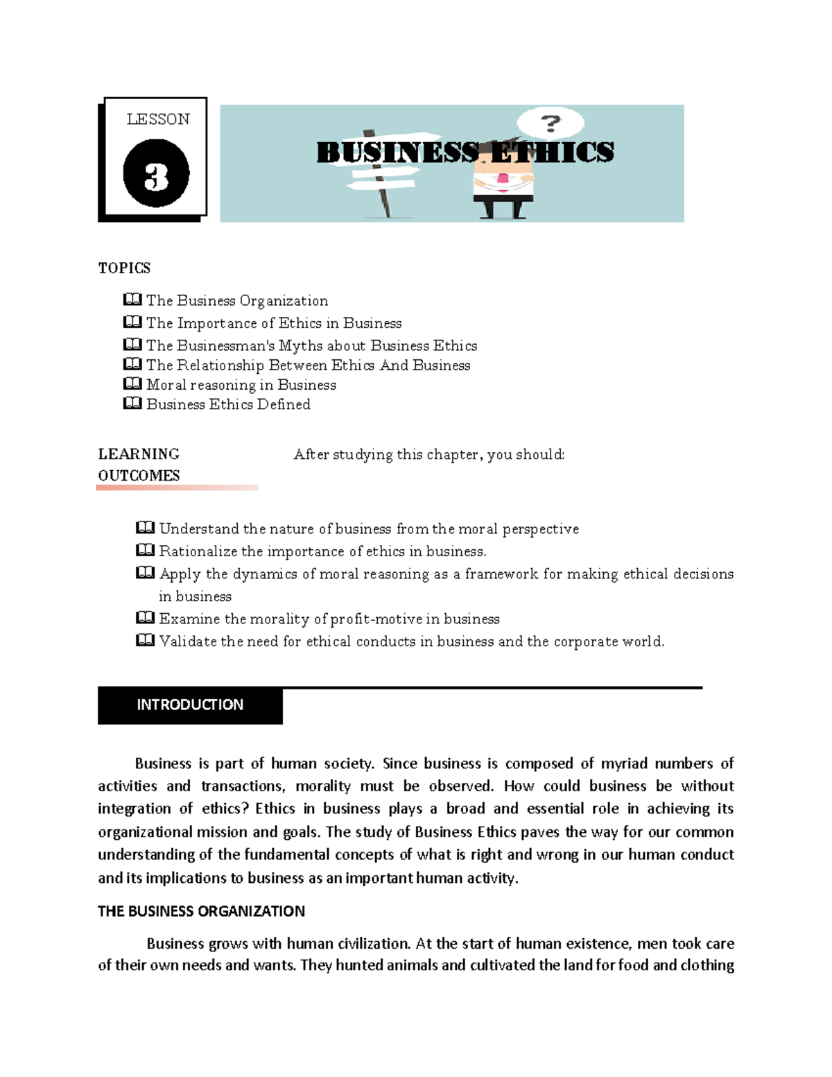 Lesson-3 - Governance - TOPICS The Business Organization The Importance ...