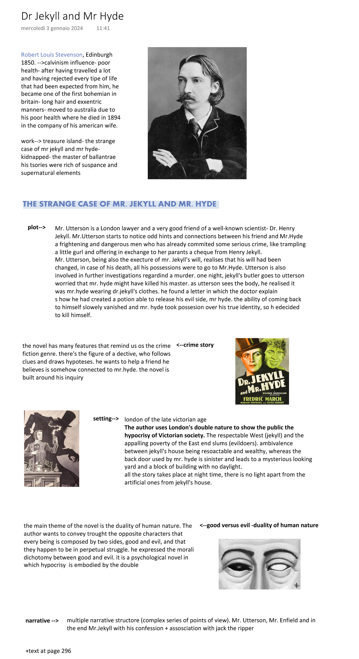 Dr Jekyll and Mr Hyde - Robert Louis Stevenson, Edinburgh ->calvinism ...