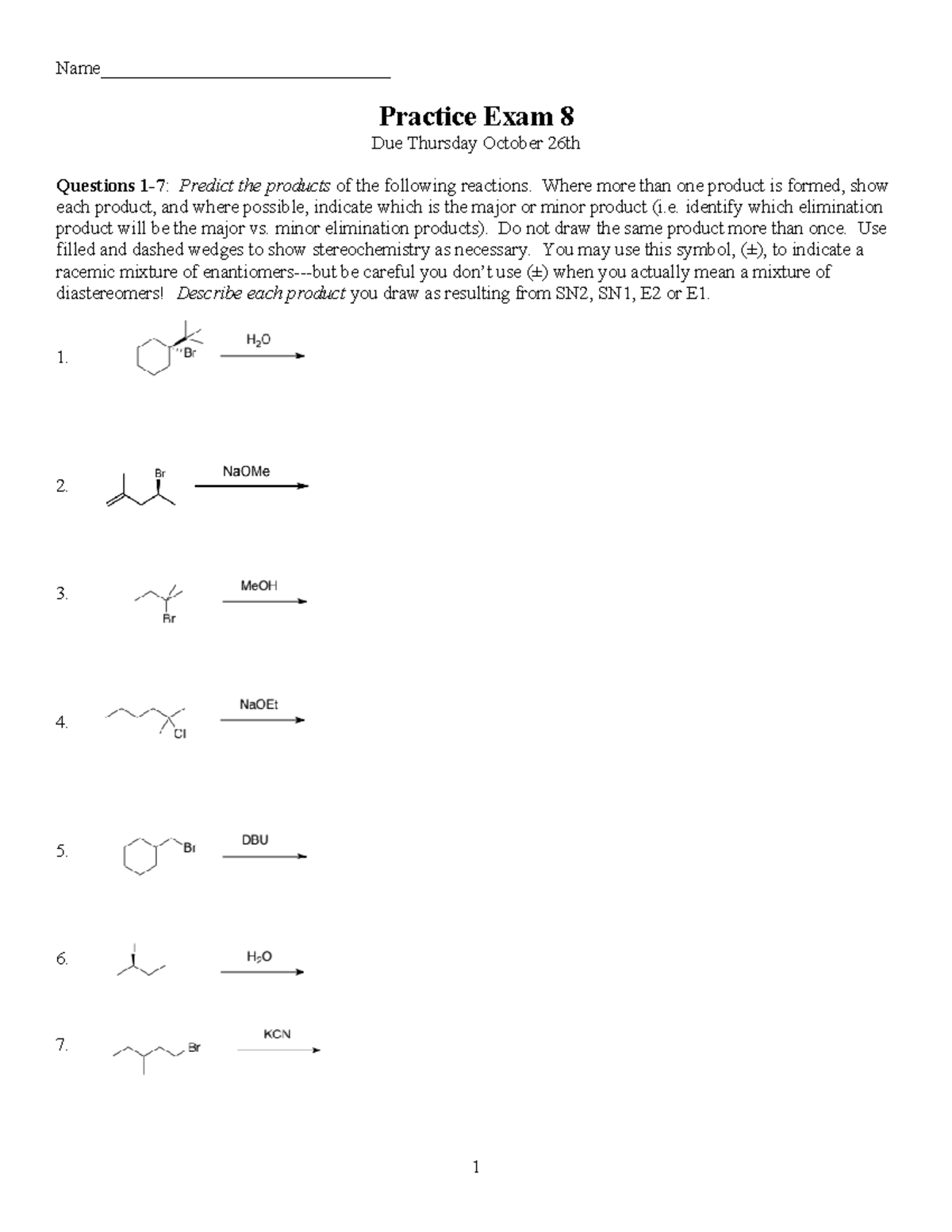 Practice Exam 8 2023 - notes - Name ...