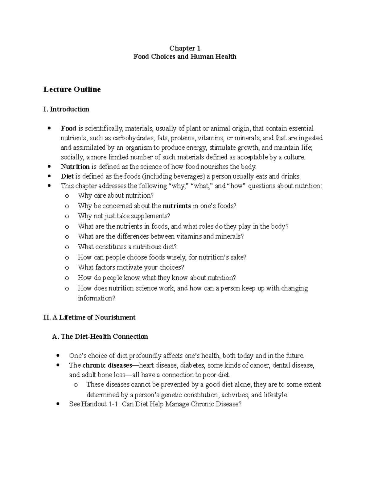 Chapter 1 Food Choices and Human Health - Chapter 1 Food Choices and ...