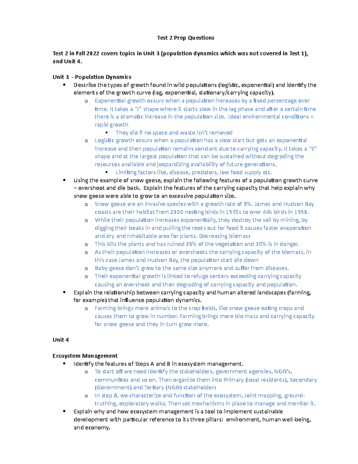 Test 2 Fall Prep Questions Fall 2022 - Test 2 Prep Questions Test 2 in ...