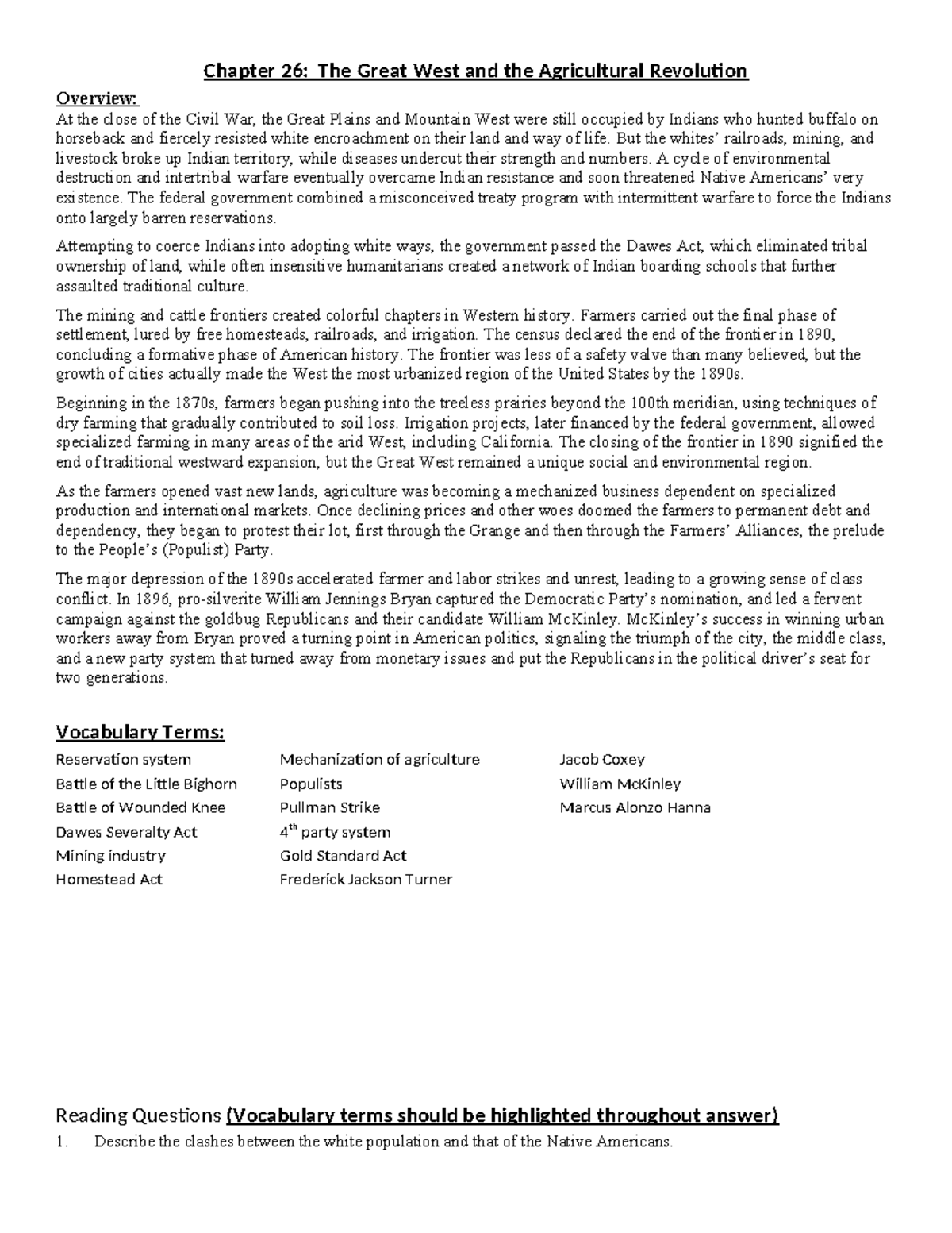Ch 26 Pageant - chapter set - Chapter 26: The Great West and the ...