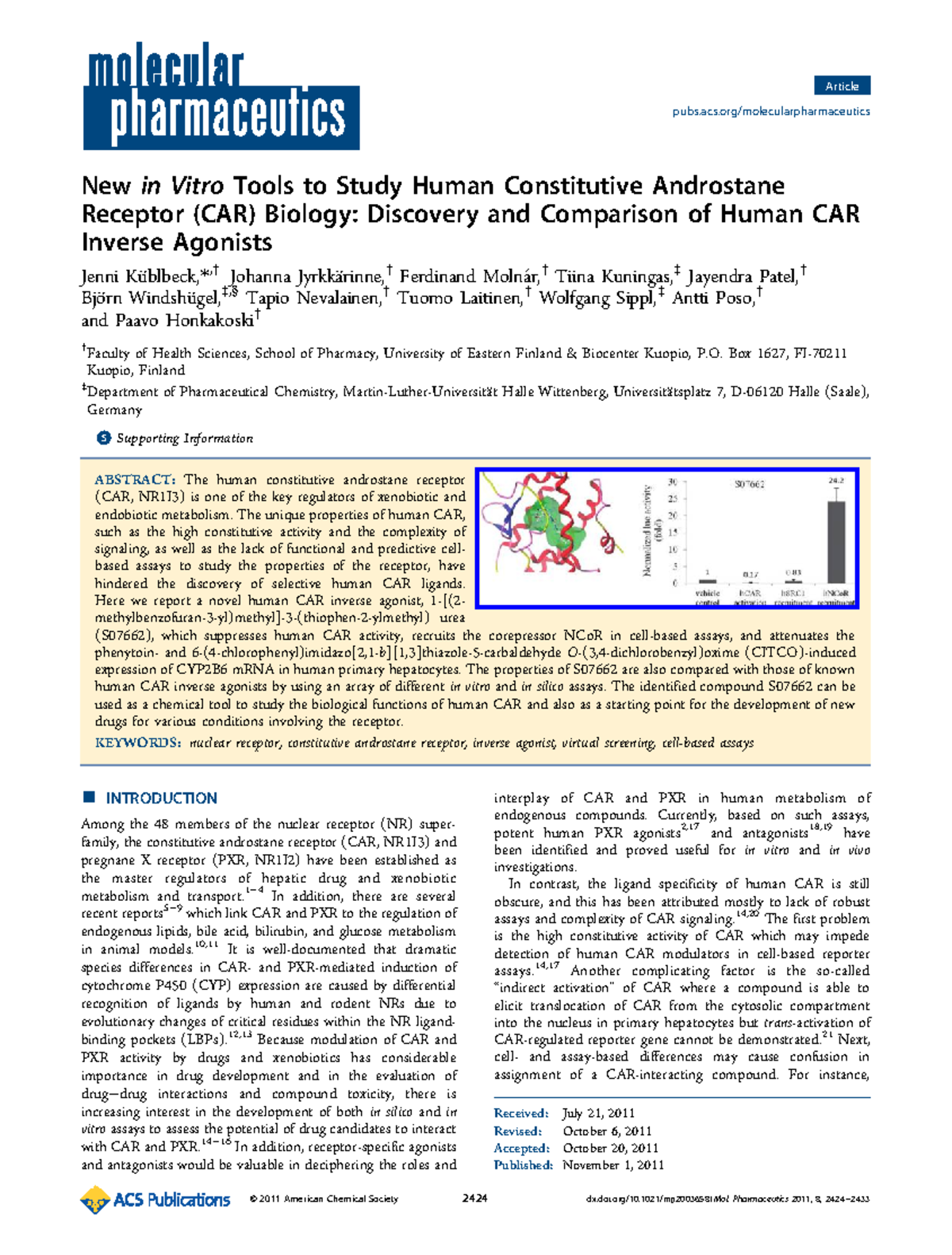 New in Vitro Tools to Study Human Constitutive Androstane Receptor (CAR ...