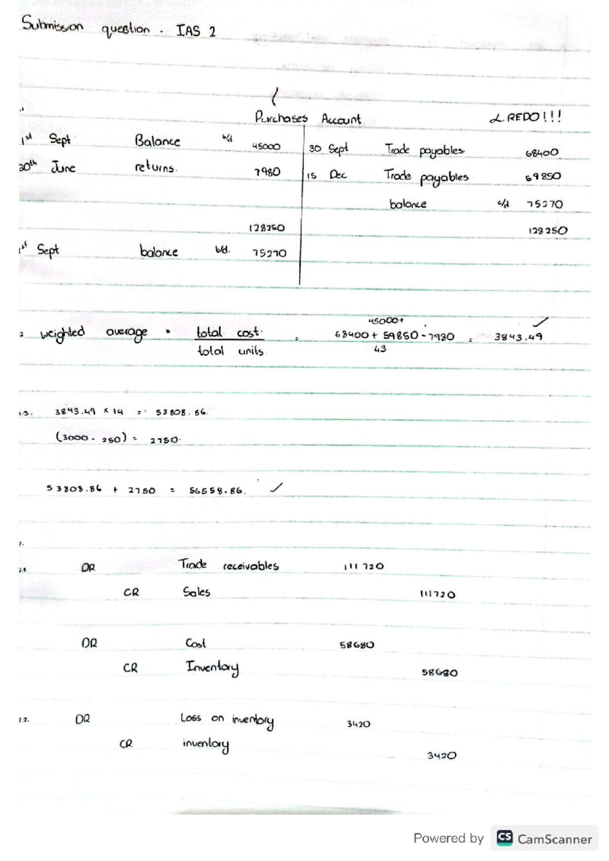 Tutorial 6 Submission Submission Question Ias 2 A Purchases Account L 1st Sept Balance Bld 30