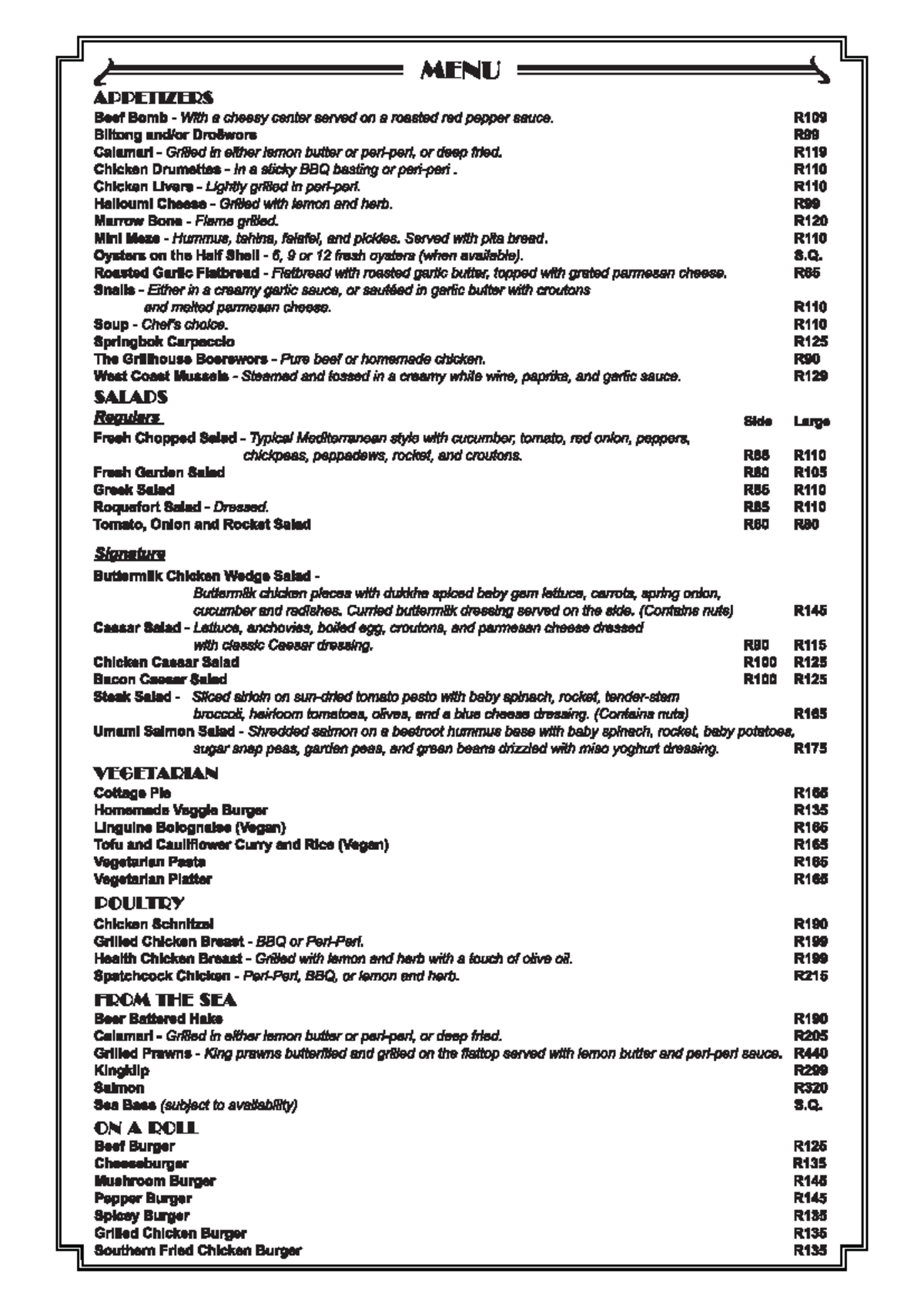 Main-Food-Menu - Pyc 4805 - MENU APPETIZERS Beef Bomb With a cheesy ...