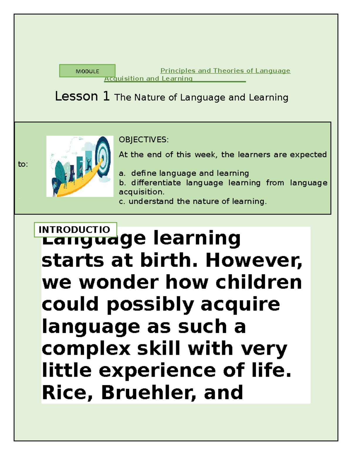 Module - You can use this as your guide in your lessons. - Principles ...