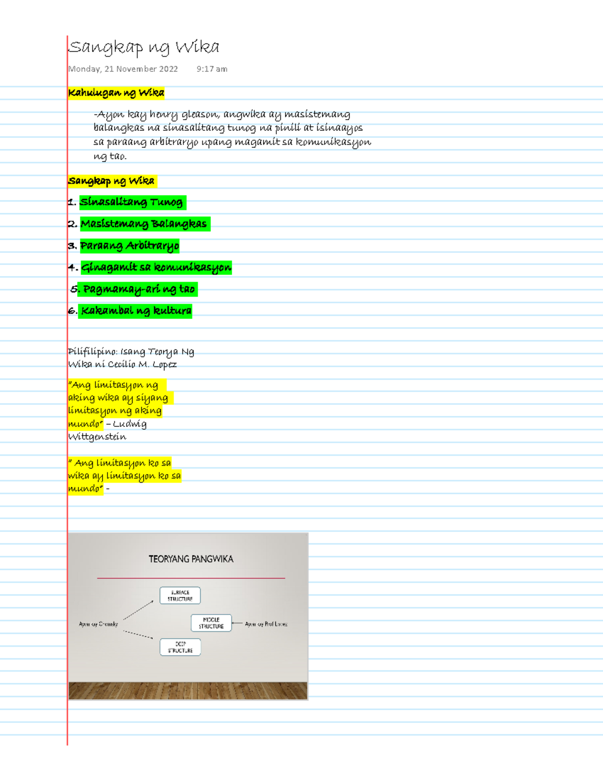 Reviewer 1 (Sangkap at Varaity) - Kahulugan ng Wika -Ayon kay henry ...
