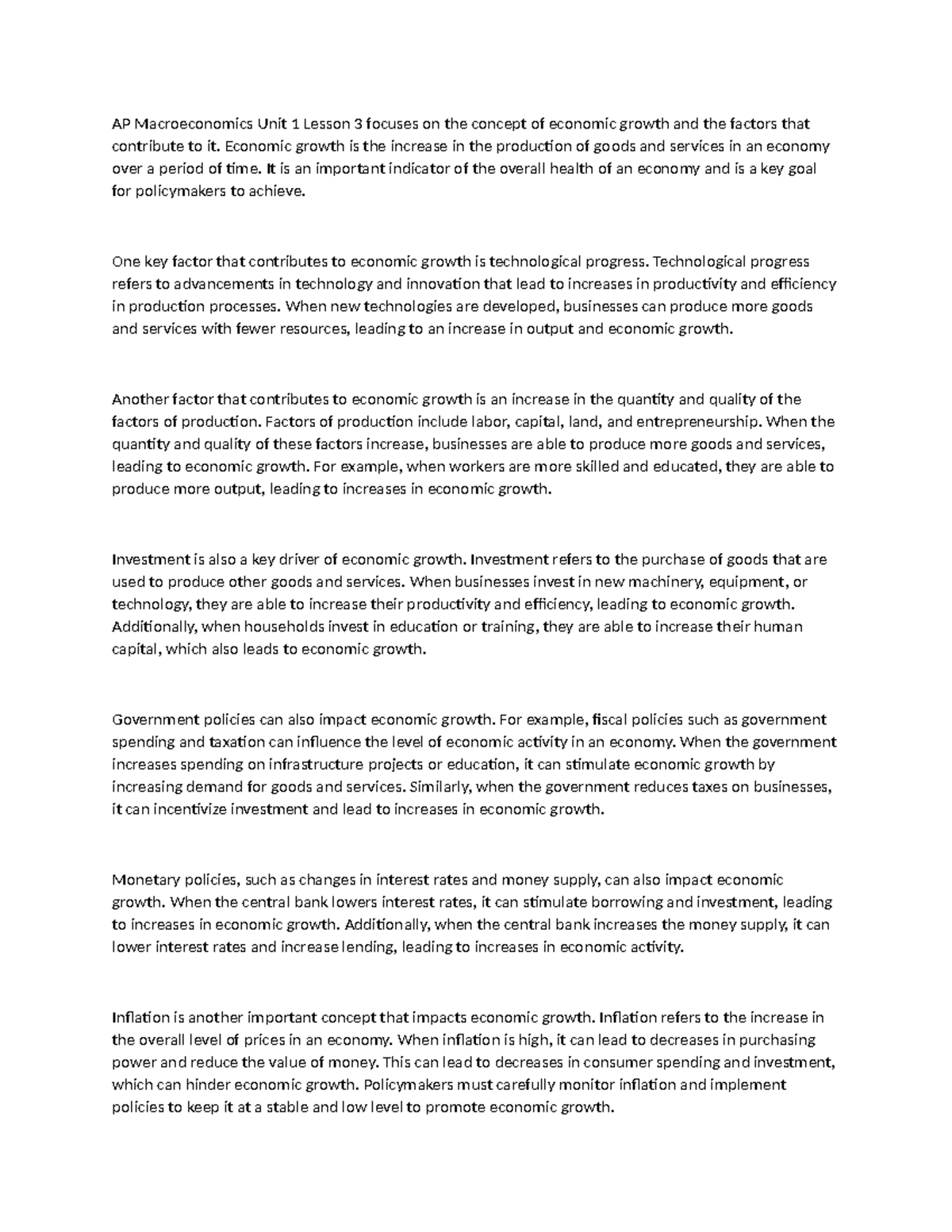 MACROECONOMICS L3 - AP Macroeconomics Unit 1 Lesson 3 focuses on the ...