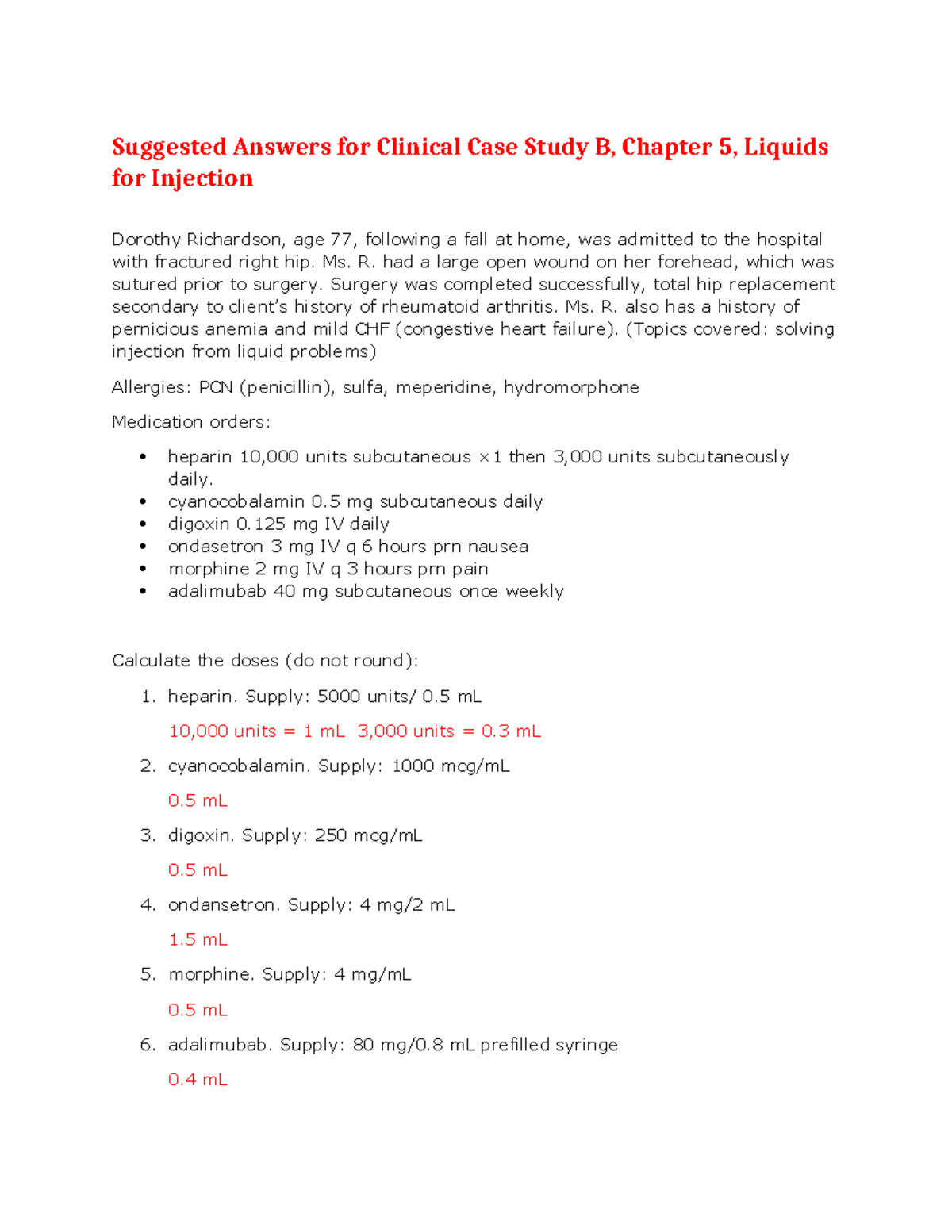 Ch. 5 Case Study A - no reconstitution Answers - Suggested Answers for ...