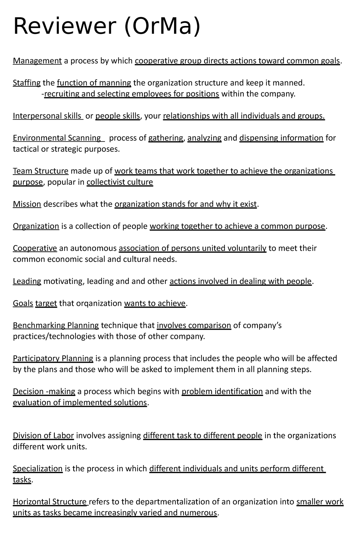 Reviewer-IN-ORMA - ... - Reviewer (OrMa) Management a process by which ...