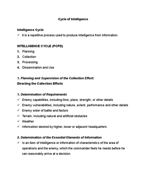 Operational Cycle and Police intelligence operation - 14 OPERATIONAL ...