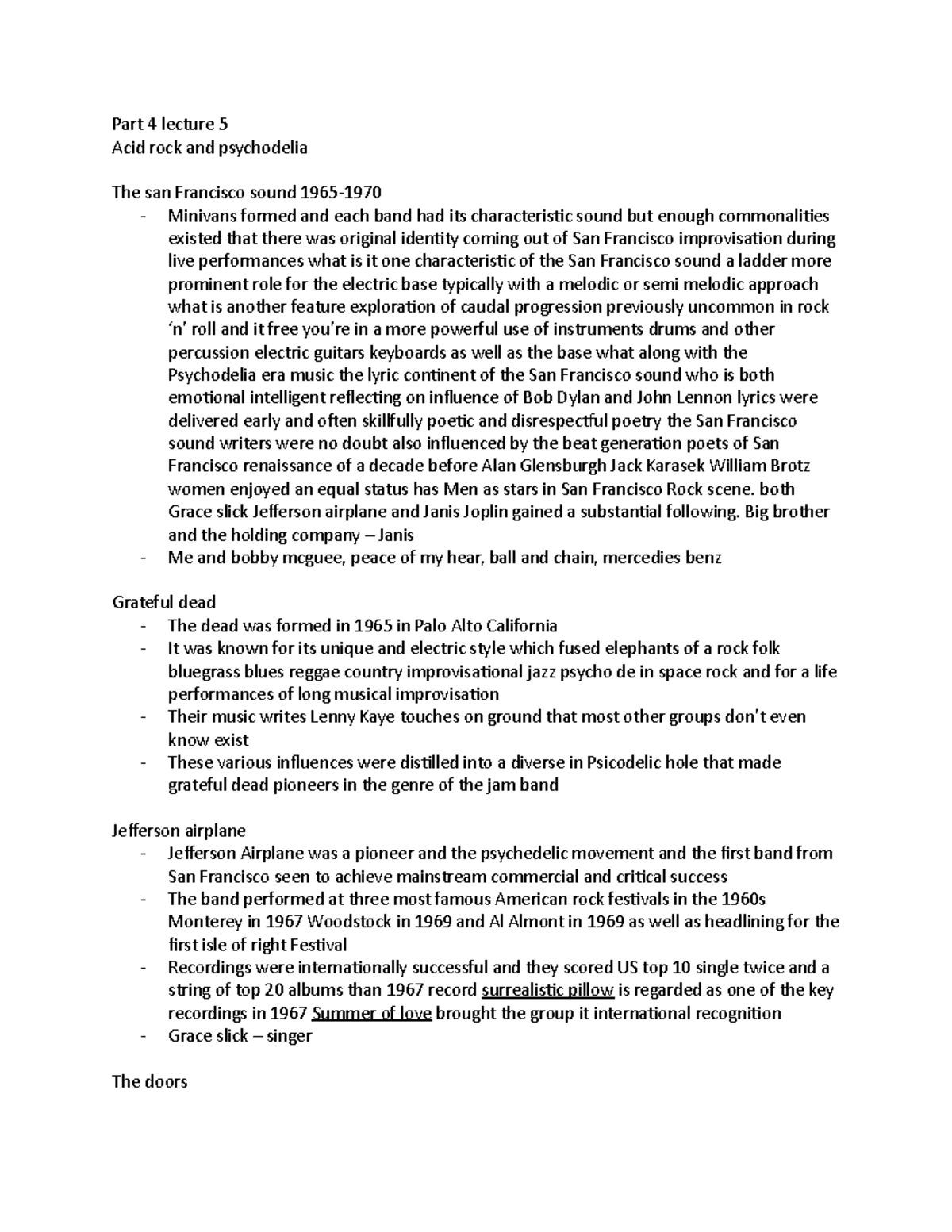 Part 4 lecture 5 - Dr. Scott Anderson - Part 4 lecture 5 Acid rock and psychodelia The san ...