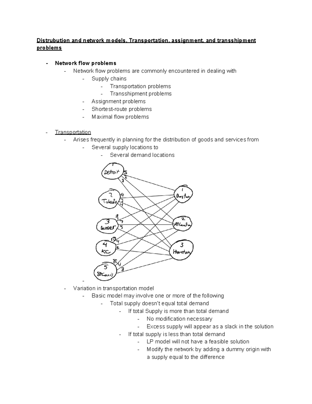 Distrubution and network models, Transportation, assignment, and ...