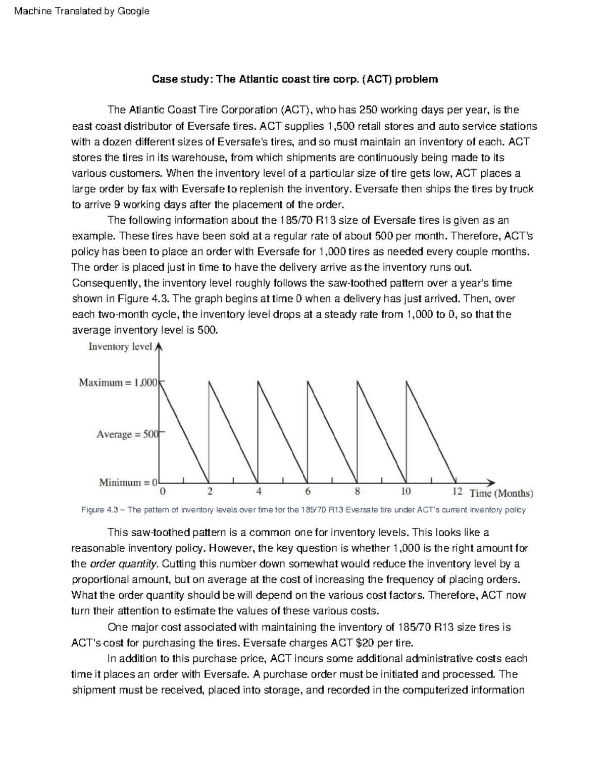 Case study ACT - EOQ basic - This saw-toothed pattern is a common one ...