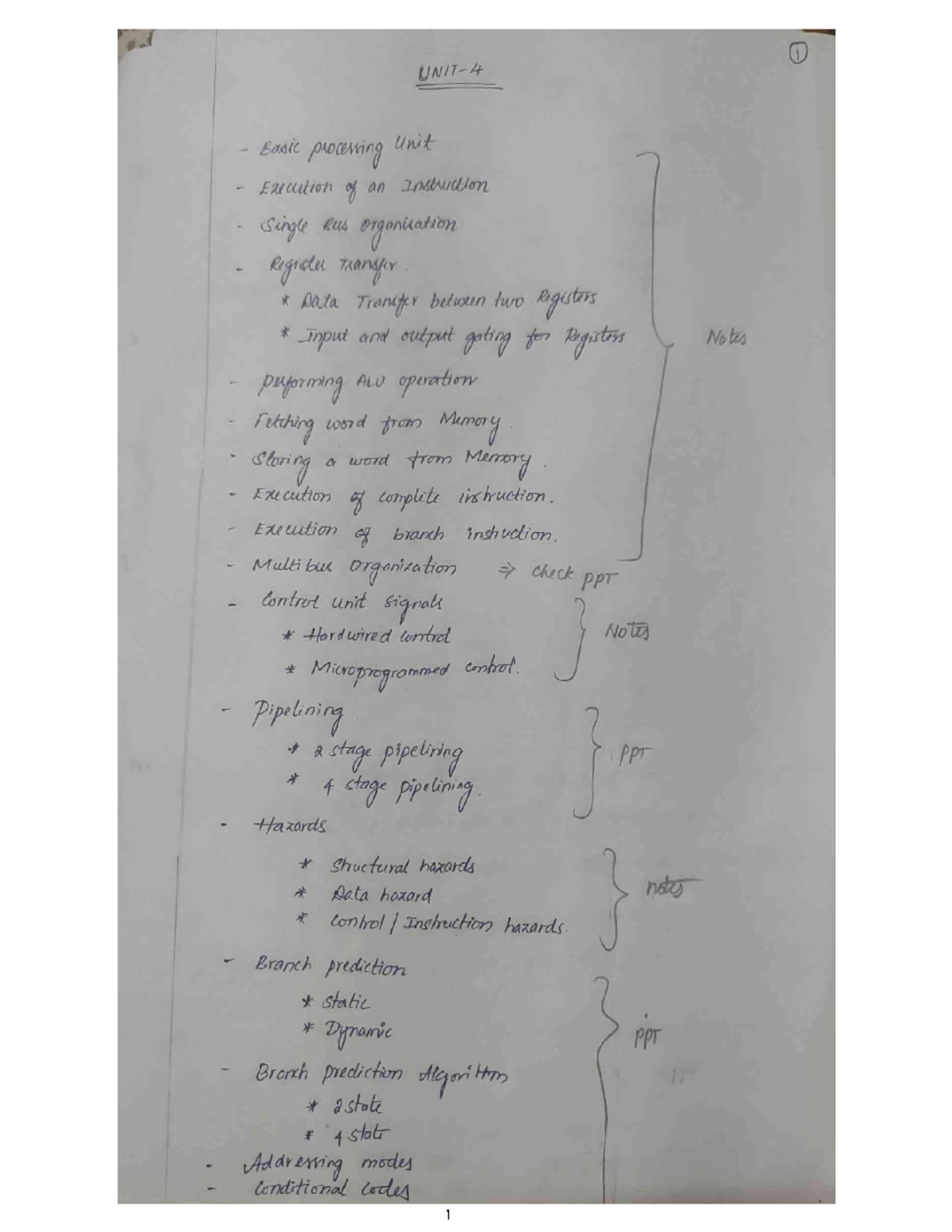 Coa unit 4 notes - 20 pages quick revision before exam night - I Basic ...