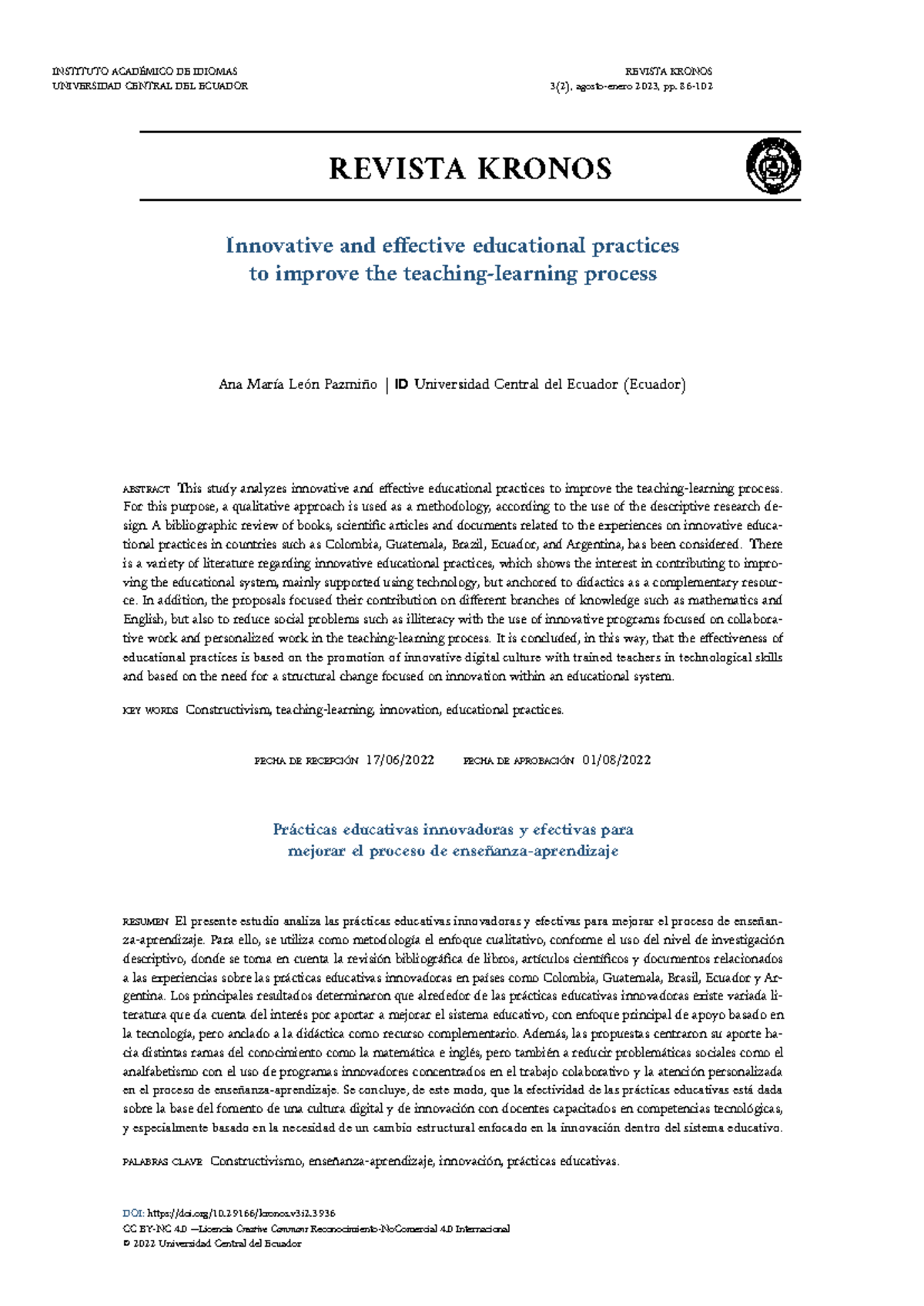 Practicas educativas innovadoras y efectivas para - INSTITUTO ACADÉMICO DE IDIOMAS REVISTA ...