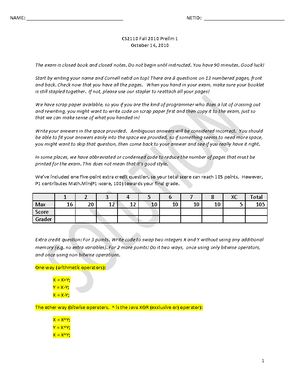 Prelim 2 Solutions Spring 2007 - CS211 Spring 2007 Prelim 2 April 17 ...