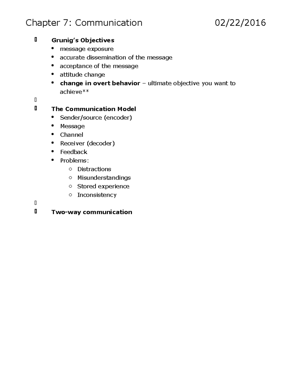 Chapter 7 Lecture & Video Notes - Chapter 7: Communication Objectives ...