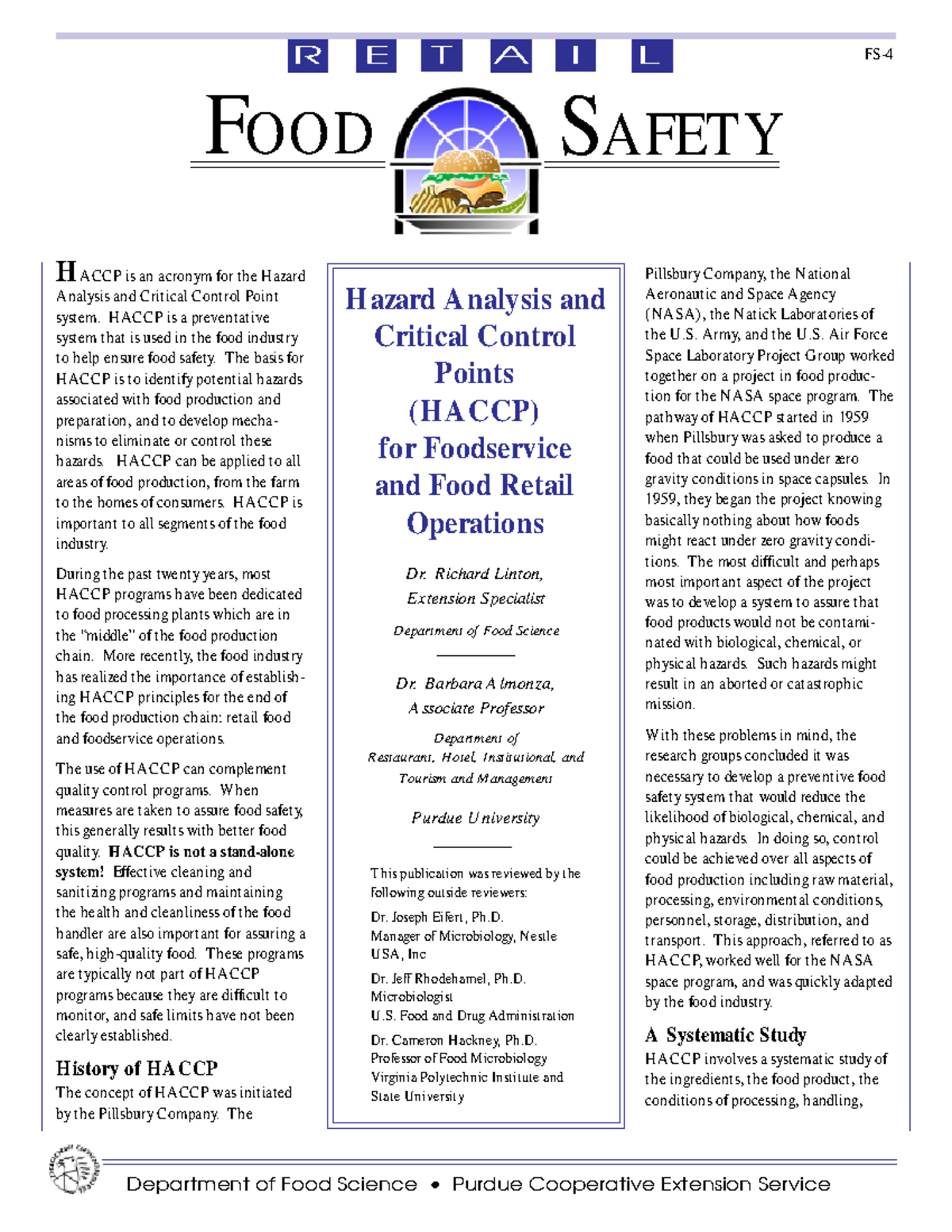 Food Safety - R E T A I L FOOD SAFET Y FS- ####### Department of Food ...