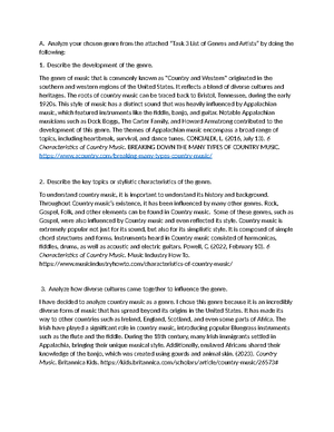 UJM2 Task 1 List A - task 1 assignment - UJM2 Task 1 List of Works A Global Arts and Humanities ...