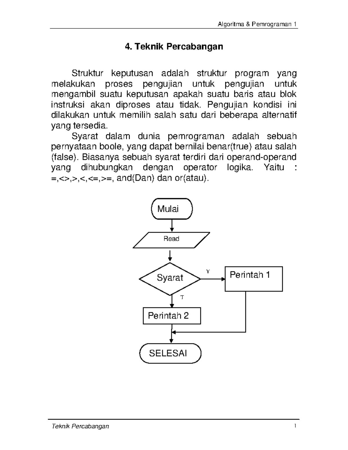 4. Teknik percabangan - 4. Teknik Percabangan Struktur keputusan adalah struktur program yang ...