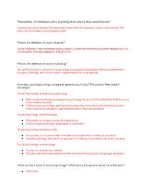 Chapter 1 - Chapter 1 Objectives: Defining Social Psychology Define ...