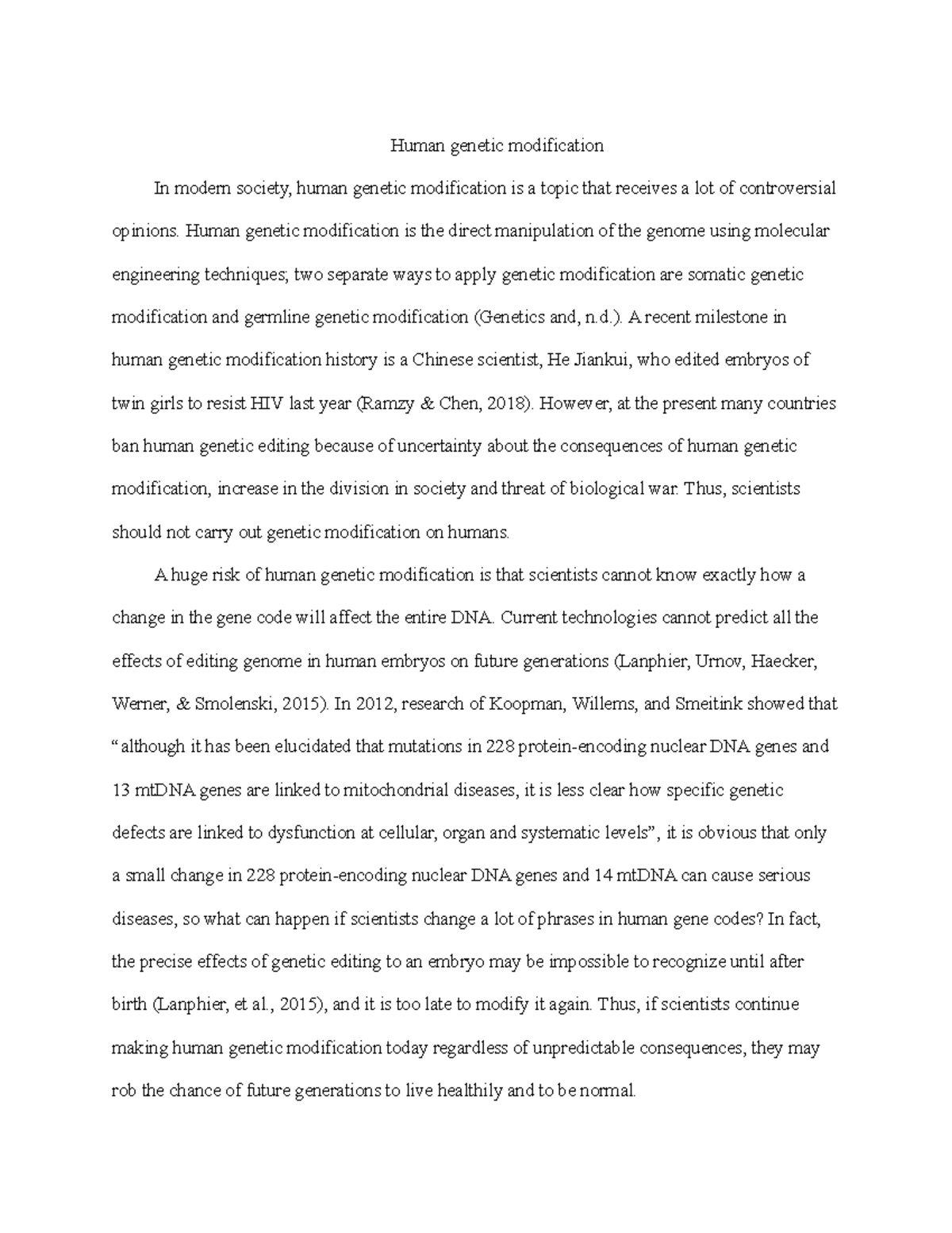 Human genetic modification - Human genetic modification is the direct ...