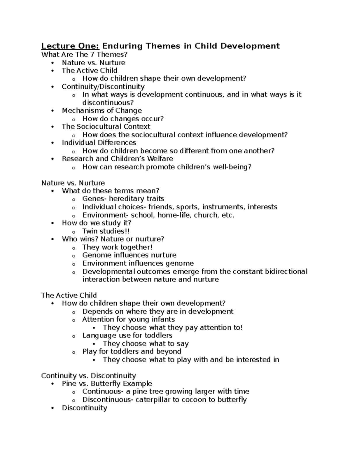 Child Psychology Chapter 1 - Enduring Themes in Child Development ...