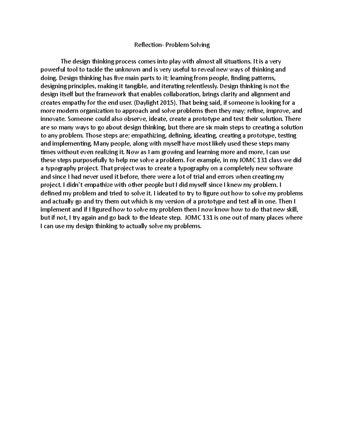 Reflection- Problem Solving - It is a very powerful tool to tackle the ...