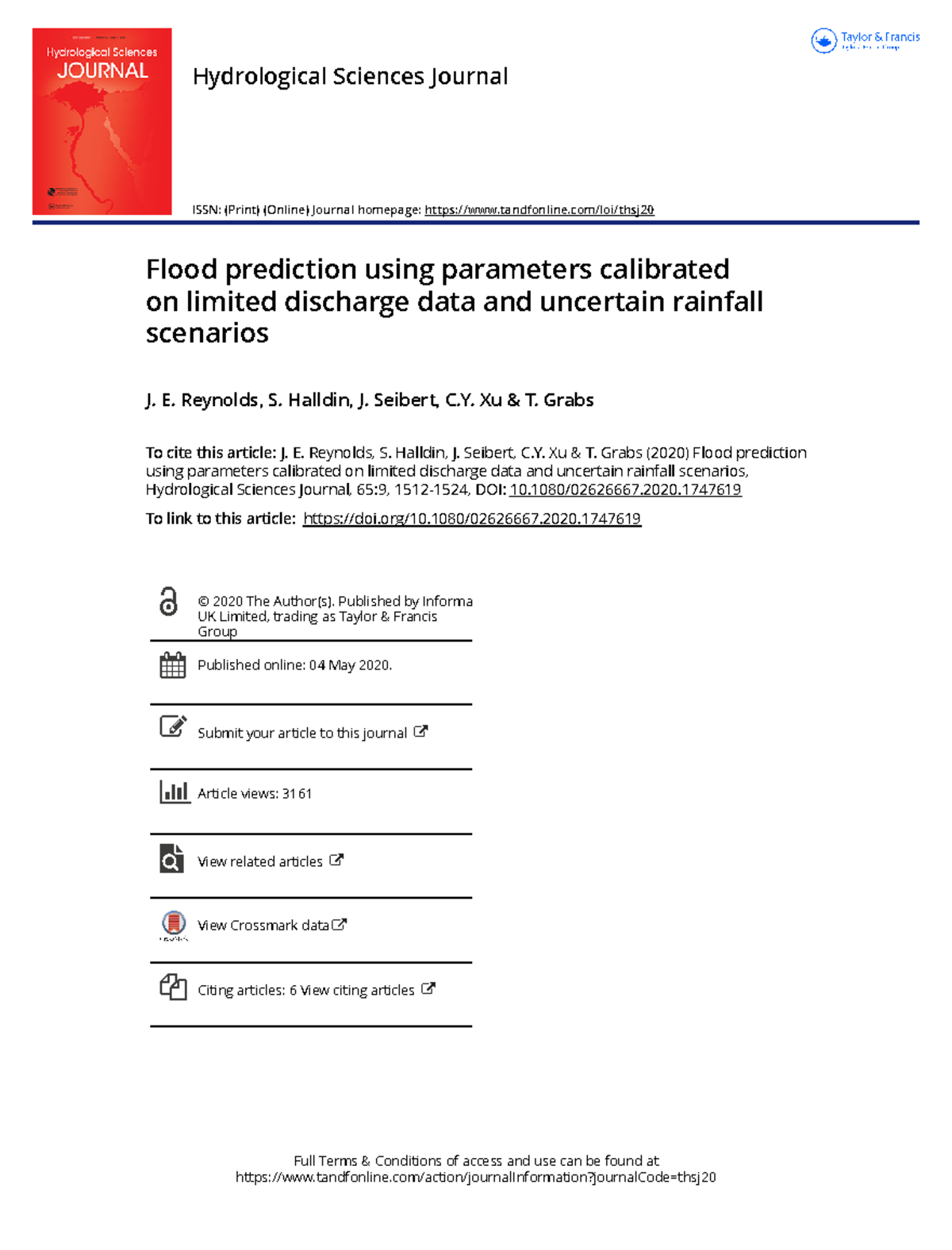 Flood prediction using parameters calibrated on limited discharge data ...